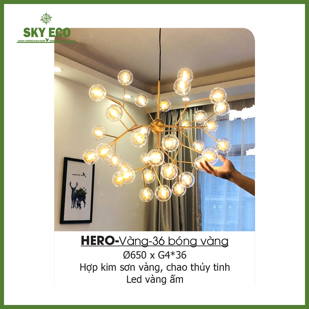 Đèn chùm HERO-Vàng 36 bóng
